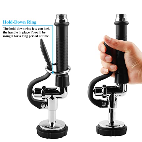 NETISR Pre Rinse Sprayer Commercial Sink Faucet Spray Valve Chrome with Non-Slip Handle (Black)