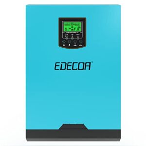 edecoa 3000va 24v pure sine wave hybrid inverter off-grid dc 24v to ac 110v120v with 50a solar contorller solar inverter for rv home solar system (3kva/2400w 24v pwm)