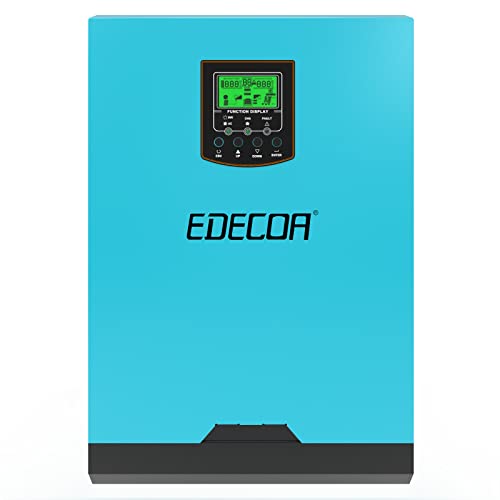 EDECOA 3000VA 24V Pure Sine Wave Hybrid Inverter Off-Grid DC 24V to AC 110V120V with 50A Solar Contorller Solar Inverter for RV Home Solar System (3KVA/2400W 24V PWM)