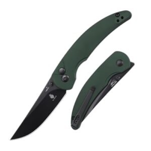 kizer chili pepper edc knife, 3 inches 3v steel pocket knife green aluminum handle thumb-stud openers tools v3601a1