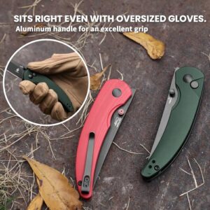 Kizer Chili Pepper EDC Knife, 3 Inches 3V Steel Pocket Knife Green Aluminum Handle Thumb-stud Openers Tools V3601A1