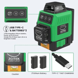 Laser Level 360 Self Leveling, Laser Levels 3 * 360 12 Lines Lazer for Construction with 2*Rechargeable Battery, Laser Line Level Tool with Remote Controller, Magnetic Rotating Stand