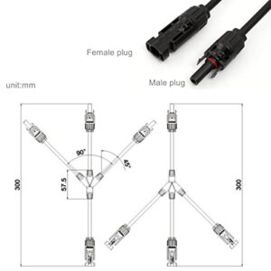 1 Pair 1 to 3 Y Branch M/FFF and F/MMM Solar Panel Connectors Parallel Adapter Cable Solar Connectors Wire Waterproof Plug Tool Kit for Solar Panel