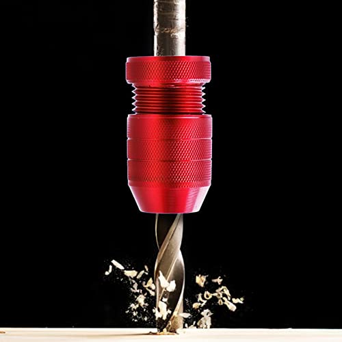 Drill Bit Depth Stop Collar, Adjustable Drill Stop Collar Aluminum Alloy Red Anti Slip Nylon Inner Ring Drill Stop Collar for Woodworking Tools and Hand Tools(6mm-11mm)