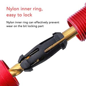 Drill Bit Depth Stop Collar, Adjustable Drill Stop Collar Aluminum Alloy Red Anti Slip Nylon Inner Ring Drill Stop Collar for Woodworking Tools and Hand Tools(6mm-11mm)