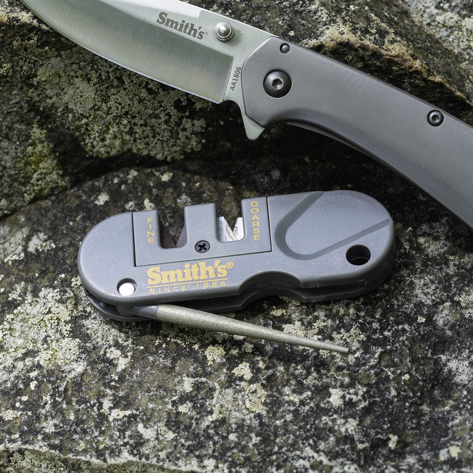 CRKT Squid Folding Pocket Knife: Compact EDC Straight Edge Utility Knife with Stainless Steel Blade and Framelock Handle & Smith's Abrasives PP1 hunting-knife-sharpeners 3.5" x 1" x 0"