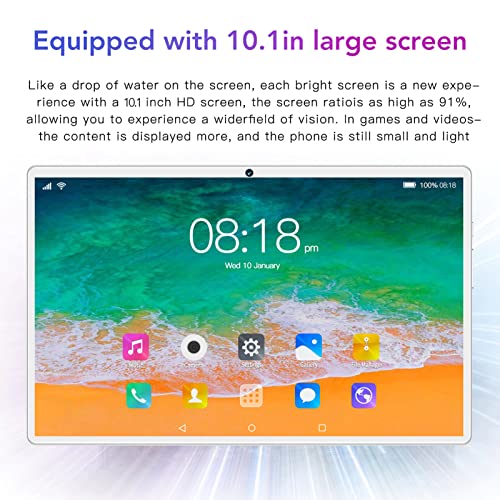 10.1in Tablet, 1960x1080 HD IPS Display 2.4G/5G WiFi Tablet PC with 8GB RAM 128GB ROM, Dual SIM, 2MP and 5MP Camera 8800mAh MT6592 10 Cores Processor Tablet Computer Long Battery Life(US)