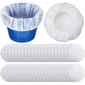 200 pcs pool skimmer socks fine mesh pool socks for skimmer basket strainer screen liners savers clean debris and leaves for inground and above ground pool for pool filters baskets skimmers (white)