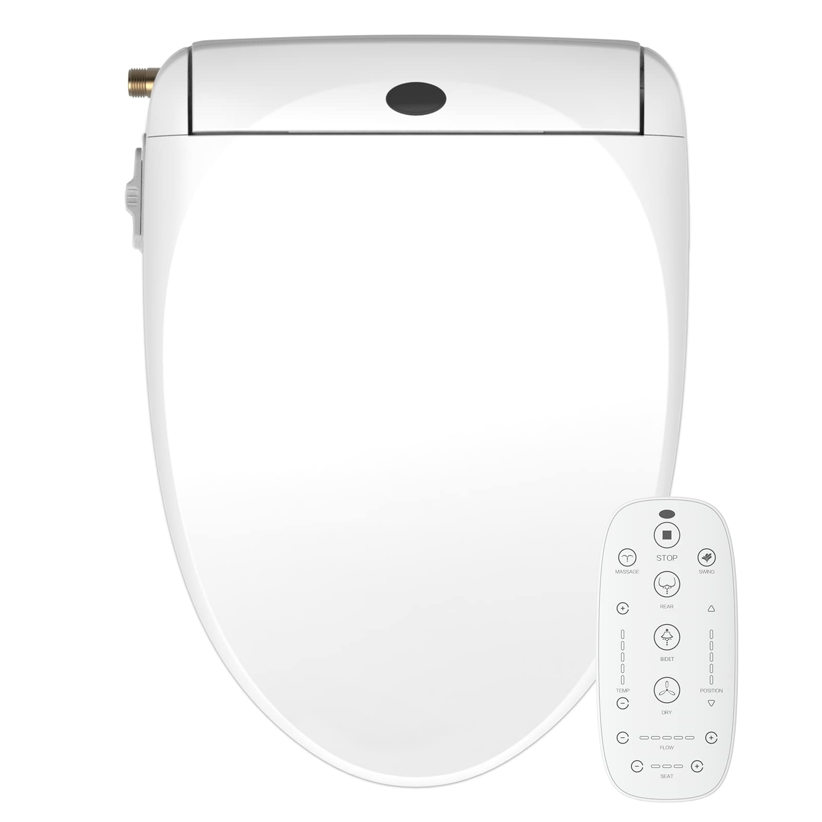 KUNPENG Bidet Toilet Seat Elongated: Electronic Bidet Toilet Seat with Heated Bidet, Warm Water Washing, Hot Air Dryer, Remote Control, Self Cleaning Full Stainless Nozzle, LED Night Light