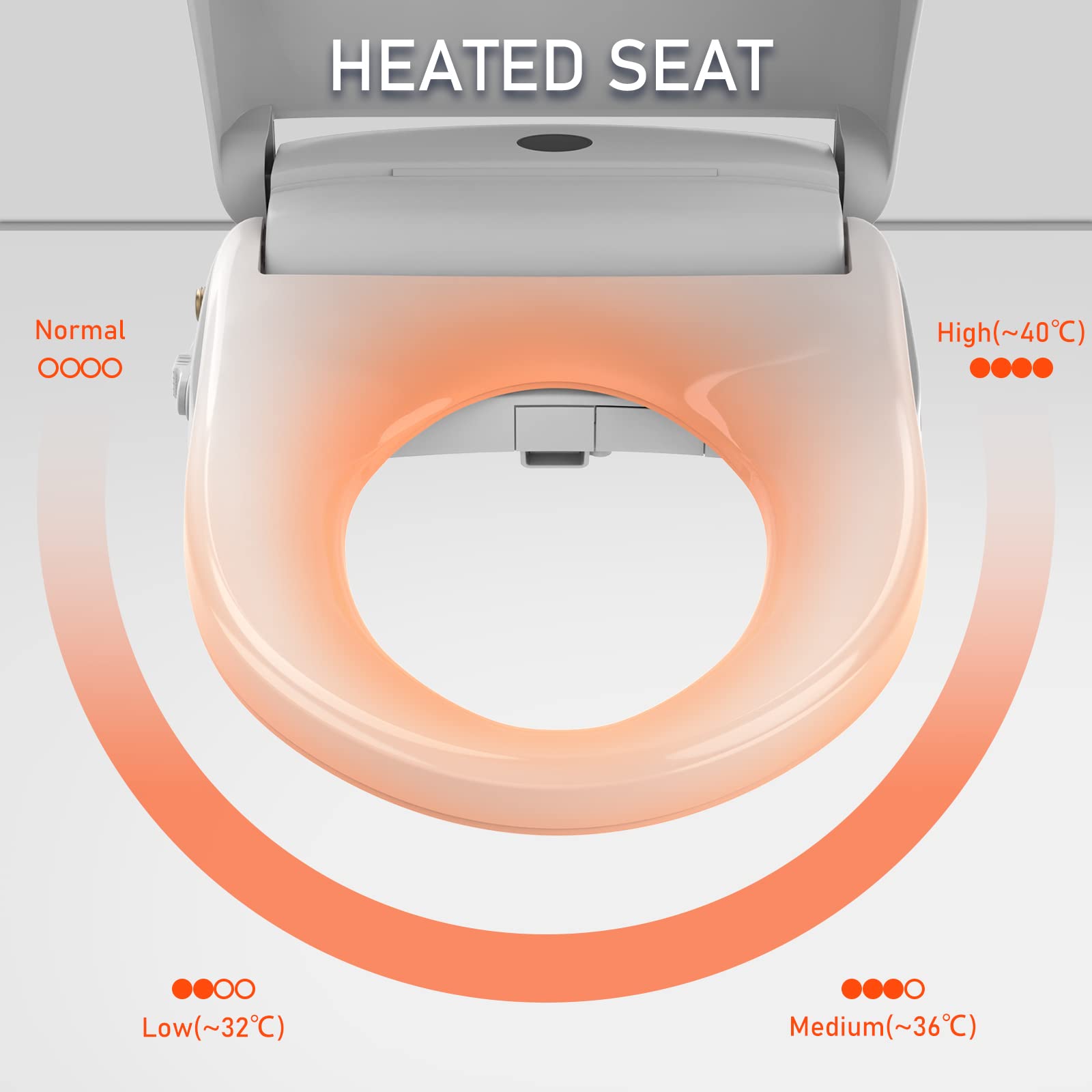 KUNPENG Bidet Toilet Seat Elongated: Electronic Bidet Toilet Seat with Heated Bidet, Warm Water Washing, Hot Air Dryer, Remote Control, Self Cleaning Full Stainless Nozzle, LED Night Light