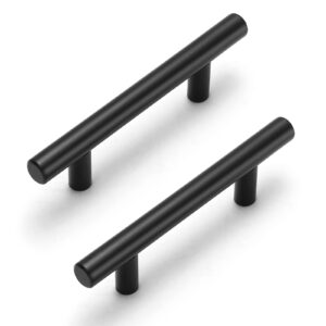 estmoon 30 pack 3 inch cabinet handles matte black cabinet pulls stainless steel black kitchen handles for cabinets and drawers, 76mm hole centers