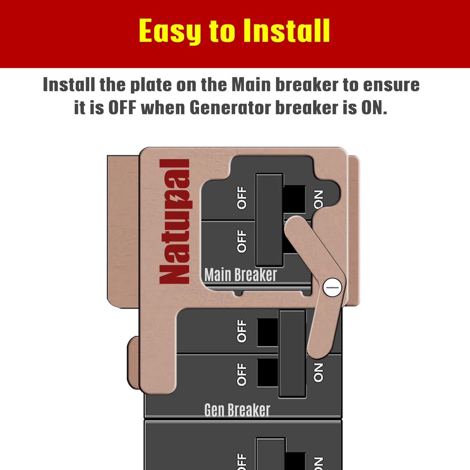 Generator Interlock Kit Compatible with Siemens and Murray, ECSBPK02 Mechanical Interlock Kit Between the Main Breaker Powered by Utility Power and Generator Powered by Standby Power.