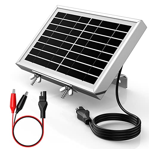 12V 2W Solar Panel for Deer Feeder, Waterproof Small Solar Battery Charger with Aluminum Mounting Bracket and Alligator Clip for Deer Feeder 12 Volt Solar Panel