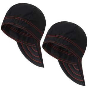 2 pcs welding cap flame resistant welders caps reversible cotton soft short crown welders hats with elastic for men women electrician(black, red)