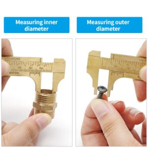 Kyuionty Brass Pocket Vernier Caliper Ruler, Sliding Gauge Mini Vernier Caliper Double Scales MM/Inch Measuring Tool (100mm)