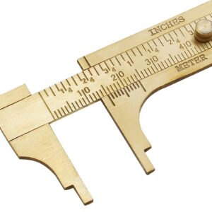 Kyuionty Brass Pocket Vernier Caliper Ruler, Sliding Gauge Mini Vernier Caliper Double Scales MM/Inch Measuring Tool (100mm)