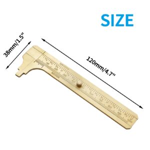 Kyuionty Brass Pocket Vernier Caliper Ruler, Sliding Gauge Mini Vernier Caliper Double Scales MM/Inch Measuring Tool (100mm)