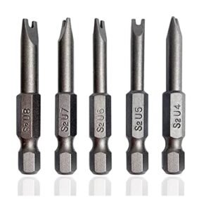 spanner screwdriver bits 5in1 set u4 u5 u6 u7 u8, skziri 5pcs u-shaped screwdriver bit magnetic power tools 1/4" hex shank 1/2inch length