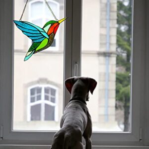 2 Pack Hummingbird Stained Glass Birds Window Hangings, Stained Glass Decorations,Bird Suncatcher for Window Decor Hummingbird Gifts for Mom,Bird Lovers