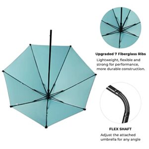 Prospo Adjustable Beach Umbrella with Universal Clamp, Portable UPF 50+ UV Protection Umbrella for Chair, Wheelchair, Golf Cart, Stroller, Bleacher, Patio