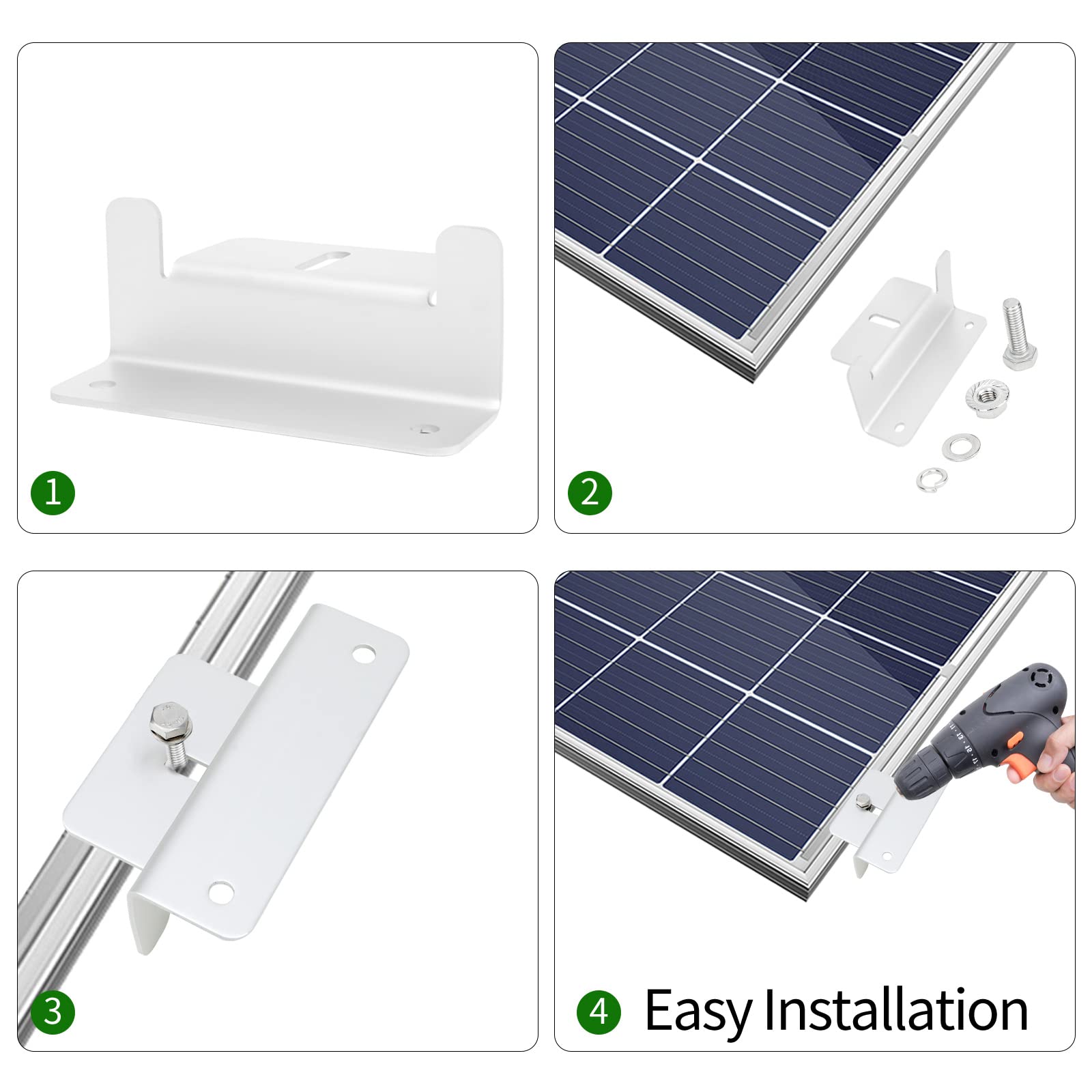 RS Solar Panel Mounting Bracket Solar Z Brackets with Nuts and Bolts for RV Camper Yachts Wall and Other Off Gird Roof Installation(Set of 4 Units)