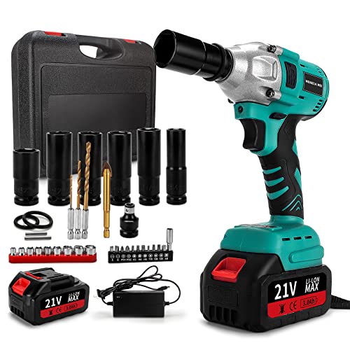 Power 1/2 Impact Driver Cordless, Impact Gun W/Max Torque 330 Ft Lbs (450n.M), 21v Impact Driver Kit W/ 3.0a Li-Ion Battery, 4 Pcs Drive Impact Sockets And 1 Hour Fast Charger, Electric Impact