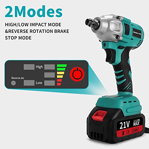 Power 1/2 Impact Driver Cordless, Impact Gun W/Max Torque 330 Ft Lbs (450n.M), 21v Impact Driver Kit W/ 3.0a Li-Ion Battery, 4 Pcs Drive Impact Sockets And 1 Hour Fast Charger, Electric Impact