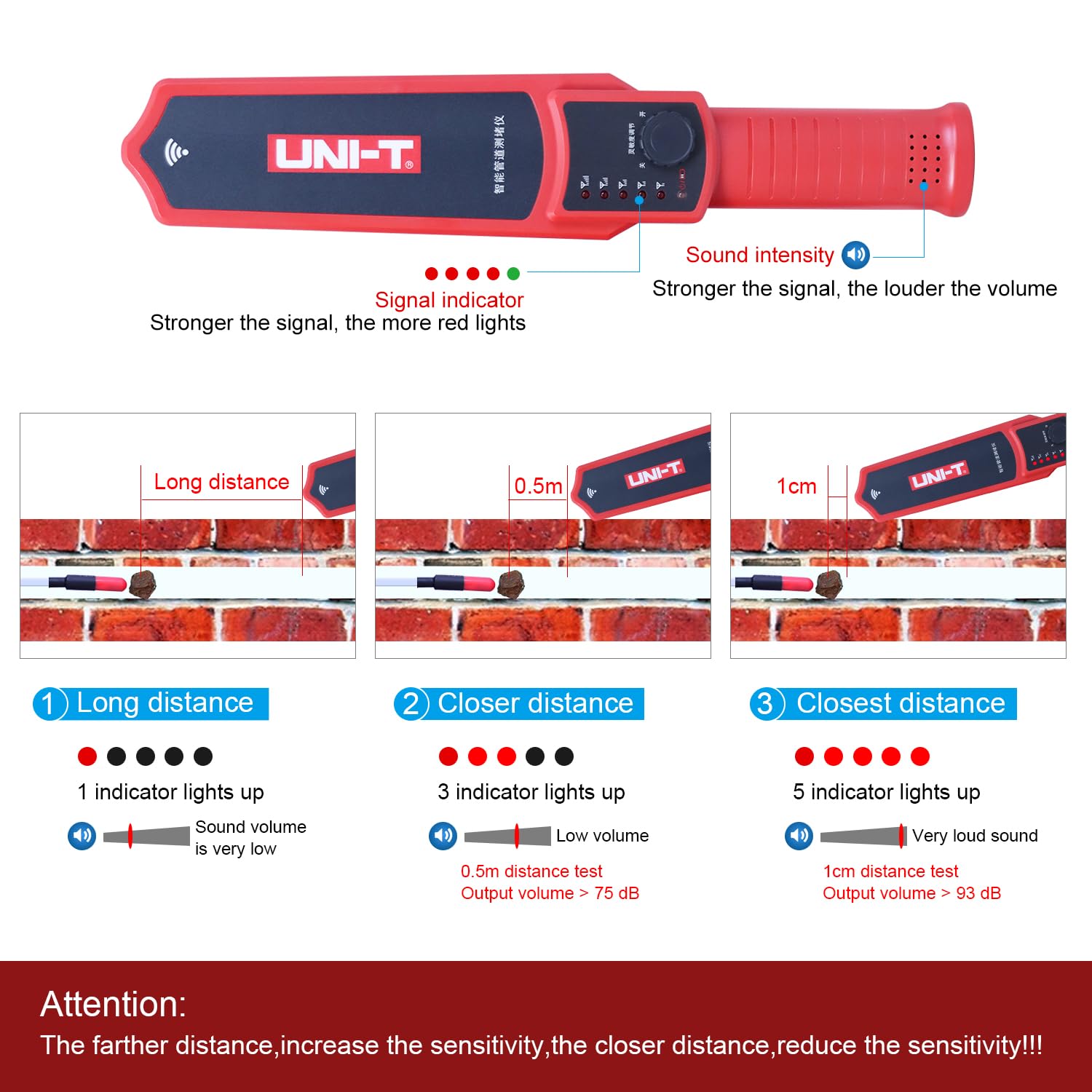 UNI-T Wall Pipe Blockage Detector 35Meters Pipeline Blocking Clogging Scanner Plumbers Instrument Diagnostic Tool for Steel Iron and PVC Pipes