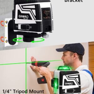 OMMO Laser Level, 8 Lines Green Laser Level Self Leveling Tool, 2 x 360° Green Cross Lines Laser Beams, 150 ft Laser Level with One Horizontal and One Vertical Line for Construction Picture Hanging