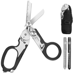 dekeliy 6 in1 multifunction emergency response shears, stainless steel foldable trauma shears with strap cutter and glass breaker,medical scissors with holster and penlight