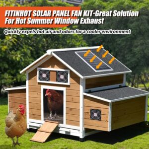 Fitinhot Solar Panel Fan Kit, Waterproof Solar Panel Powered Fan,15W 10V Solar Fan Outside, Portable Solar Exhaust Fan with 4m Cable for Chicken Coops,Pet Houses,Greenhouse,Window Exhaust(3pcs Fans)