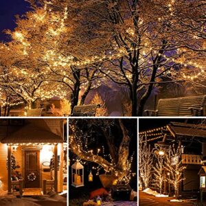 Yiaht Solar String Lights Outdoor, 4 Pack Each 33 Ft 100 Led Solar Powered Fairy Lights Waterproof with 8 Modes Decoration Copper Wire Lights for Trees Christmas Party Patio Yard Wedding(Warm White)