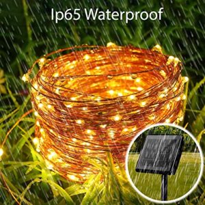 Yiaht Solar String Lights Outdoor, 4 Pack Each 33 Ft 100 Led Solar Powered Fairy Lights Waterproof with 8 Modes Decoration Copper Wire Lights for Trees Christmas Party Patio Yard Wedding(Warm White)