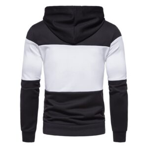 Maiyifu-GJ Men's Color Block Athletic Hoodies Long Sleeve Patchwork Hooded Sweatshirts Stripe Contrast Color Pullover Hoodie (White,Small)