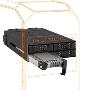 icy dock 4 x 2.5 nvme u.2/u.3 ssd pcie 4.0 mobile rack for 5.25" bay with oculink | tougharmor mb699vp-b v3