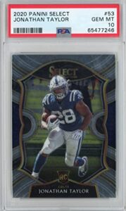 graded 2020 panini select jonathan taylor #53 concourse rookie rc football card psa 10 gem mint