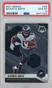 graded 2021 panini mosaic devonta smith #305 rookie rc football card psa 10 gem mint