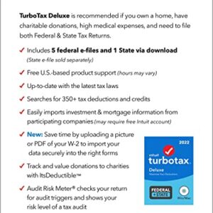 TurboTax Deluxe 2022 Tax Software, Federal and State Tax Return, [Amazon Exclusive] [PC/MAC Disc]