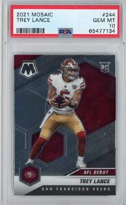 graded 2021 panini mosaic trey lance #244 rookie rc football card psa 10 gem mint