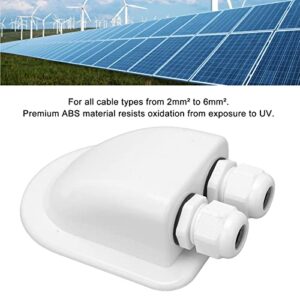 ABS Double Solar Cable Entry Gland, IP68 Waterproof Double Cable Entry Gland, 2mm to 6mm, for Solar Panels, Boat, RV, Campervan (White)