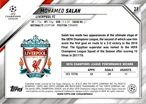 2021-22 Topps Chrome UEFA Champions League #21 Mohamed Salah Liverpool