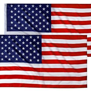 CASTDREAM American US Flag 3x5, 2 Pack Vibrant Color & Fade Resistant US Flags for Outside 3x5 ft Flags Double Stitched Long Lasting Polyester with Durable Brass Grommets USA Flag