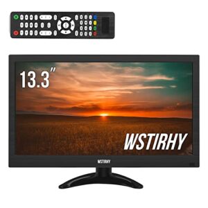 wstirhy 13.3 inch small bnc monitor, 1366x768 resolution, small monitor with remote control, hdmi vga av bnc usb, mini monitorfor fire stick, computer, raspberry pi, kitchen monitor, built-in speaker