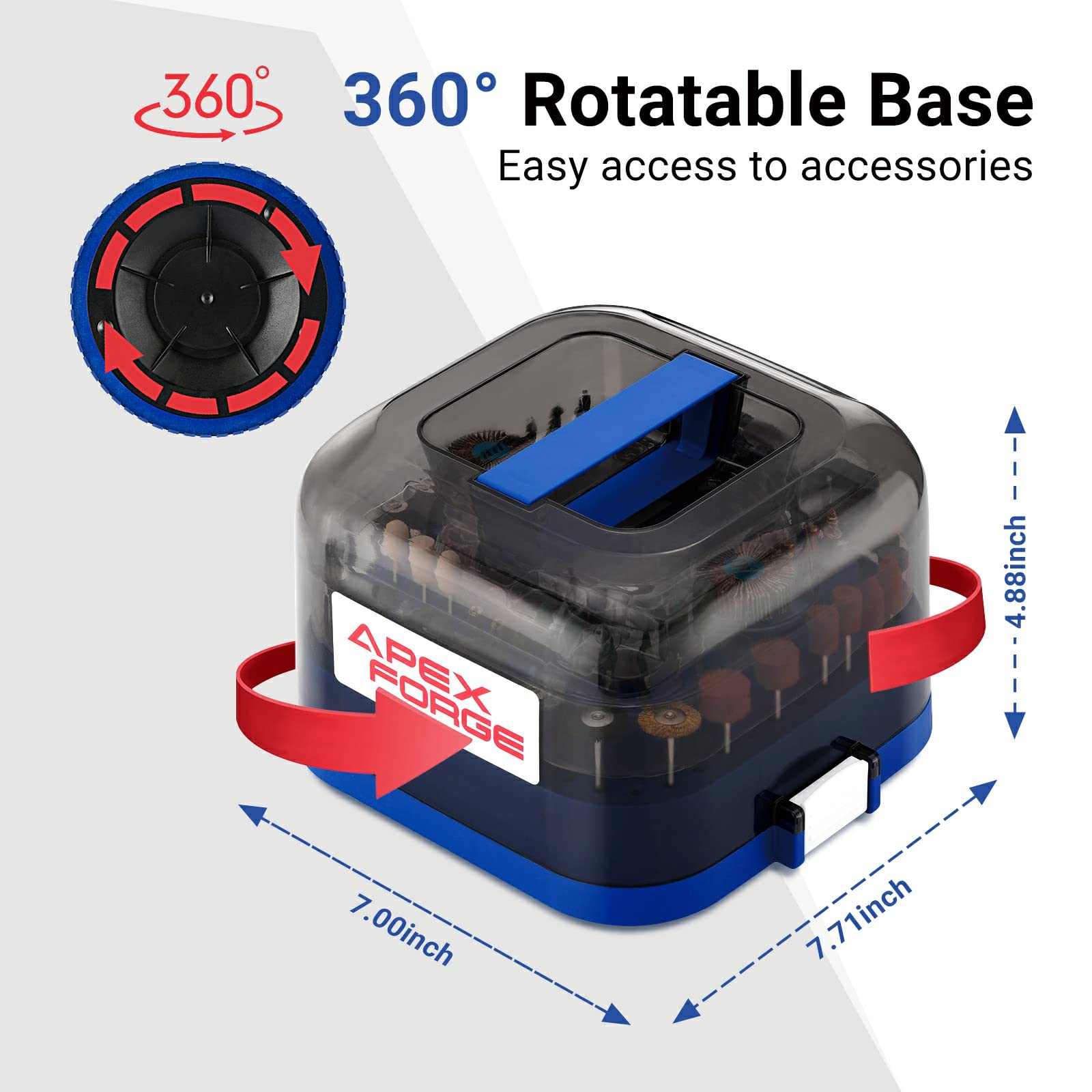 APEXFORGE M0 & M0 Plus Rotary Tool Accessories Kit, 357Pcs + 519Pcs Accessories, Keyless Chuck, 1/8" Diameter Shanks, Universal Fitment for Easy Cutting, Sanding, Grinding, Carving, Drilling, Engravin