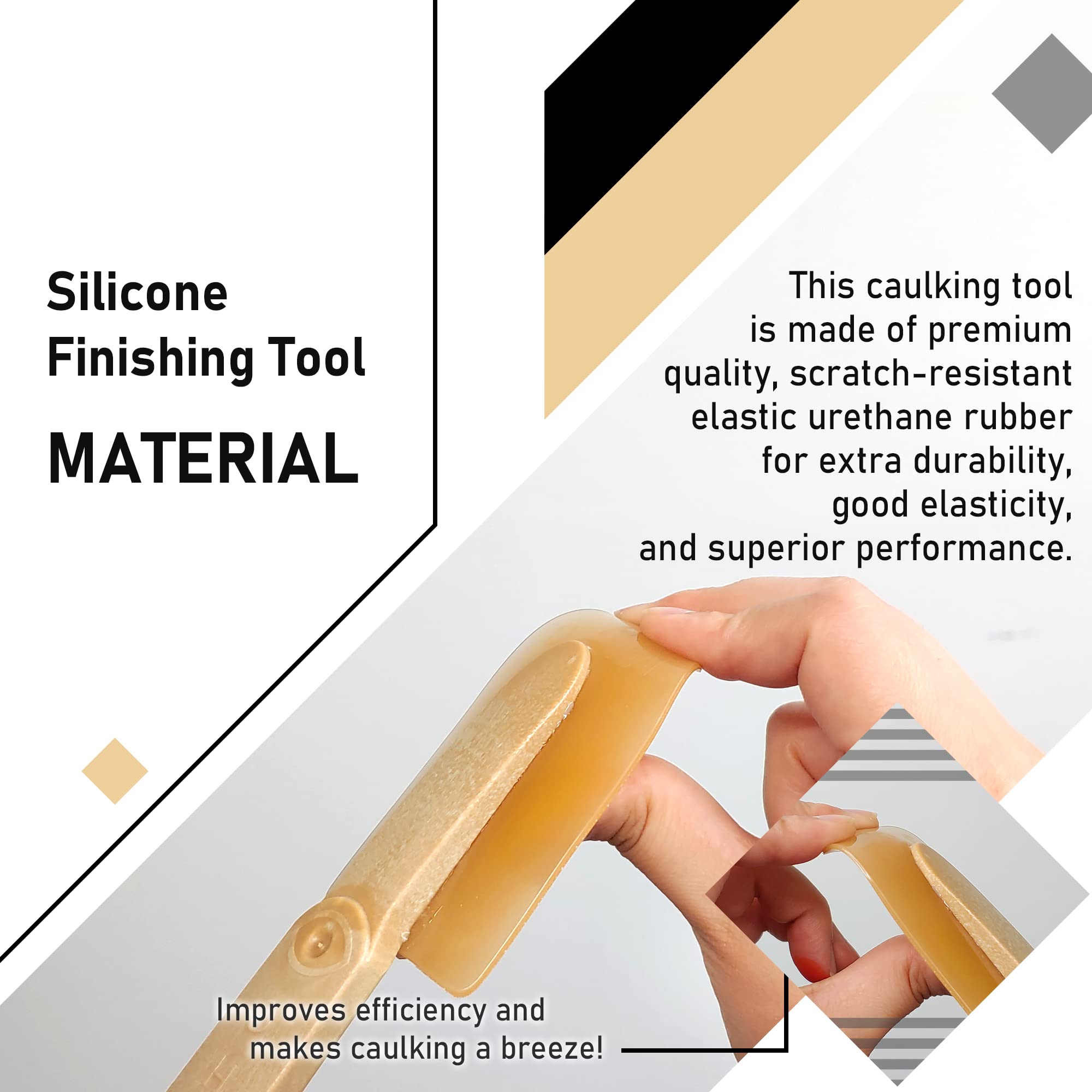 Silicone Caulking Caulk Finishing Tool - Easy Easycaulking Smoothing Finger Finisher Tips Set for Toilet Brick Skirting Kitchen Bathroom, 5 Size Kit