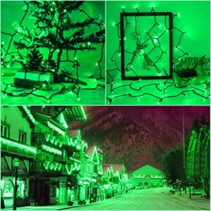 Green Solar Christmas Lights Outdoor, 2 Pack 144ft 400LED Fairy String Lights with 8 Modes IP44 Waterproof Twinkle Lights for Tree Garden Patio Wedding Party Yard Decor