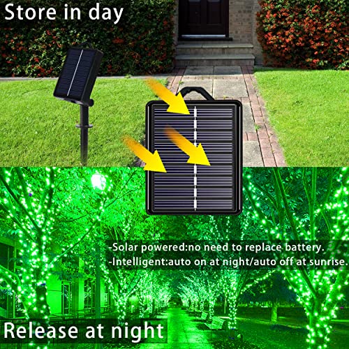 Green Solar Christmas Lights Outdoor, 2 Pack 144ft 400LED Fairy String Lights with 8 Modes IP44 Waterproof Twinkle Lights for Tree Garden Patio Wedding Party Yard Decor