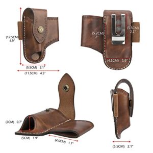 TOURBON Men Leather EDC Organizer Sheath Handmade Tactical Multitool Pouch Holster Brown with Belt Clip