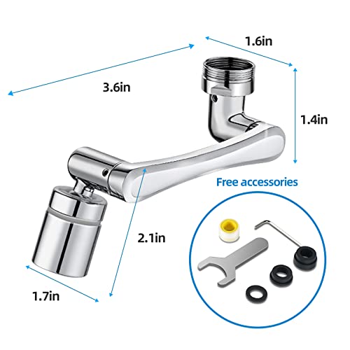 Gnkcrwo Universal Rotating Faucet Extender for Bathroom, 1440° Large Angle Rotating Robotic Arm Water Nozzle Faucet Adaptor, Rotatable Multifunctional Extension Faucet Splash Filter Kitchen Tap Extend