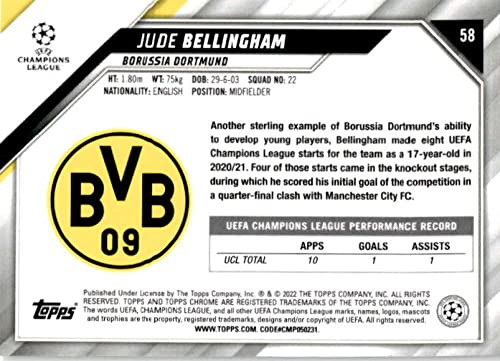 2021-22 Topps Chrome UEFA Champions League #58 Jude Bellingham Borussia Dortmund